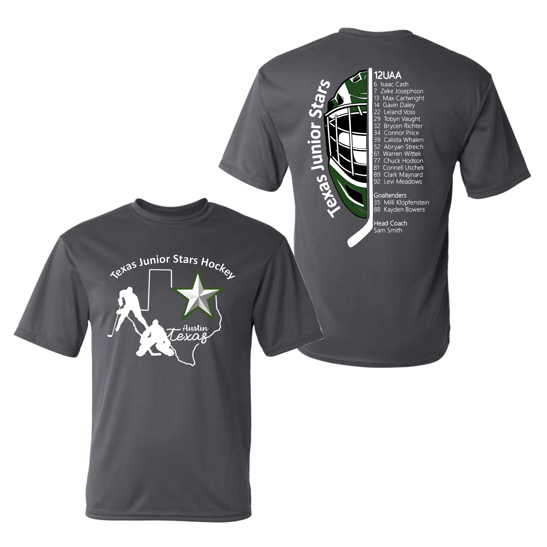 Texas Junior Stars Roster Shirt, Graphite 12AA Roster Shirt, Hockey Te ...
